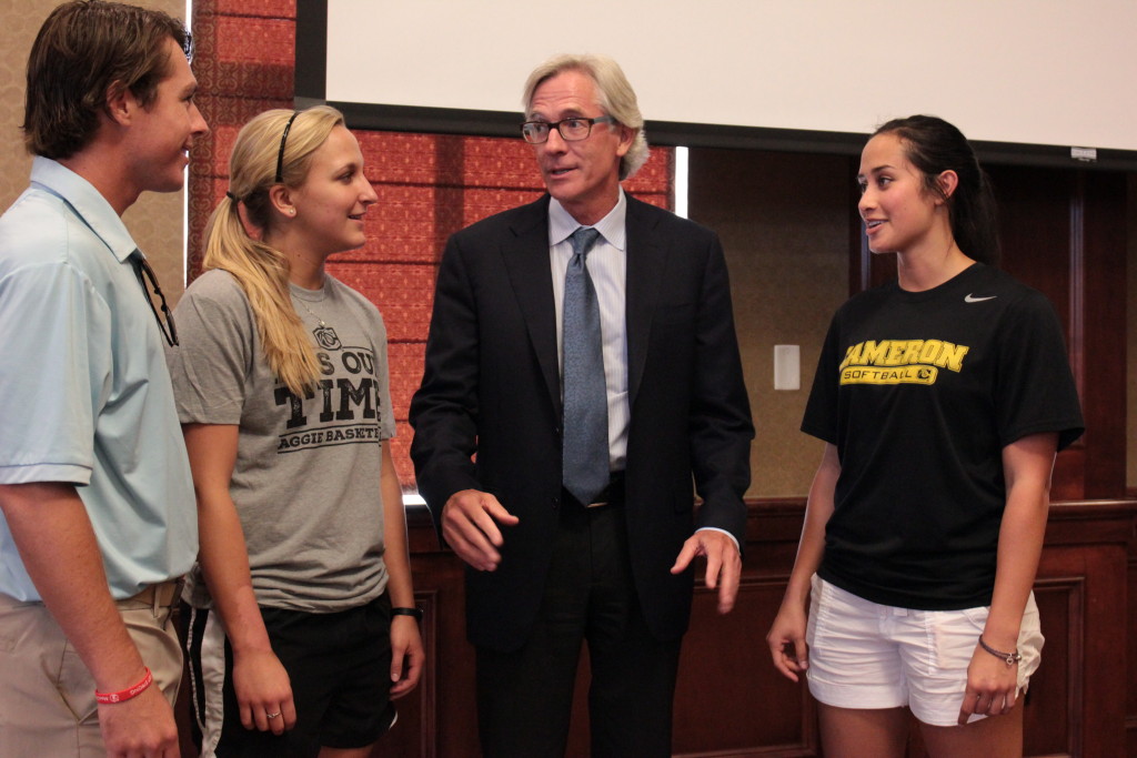 Dr. Brian Hainline speaks with student-athletes | Aggie Central